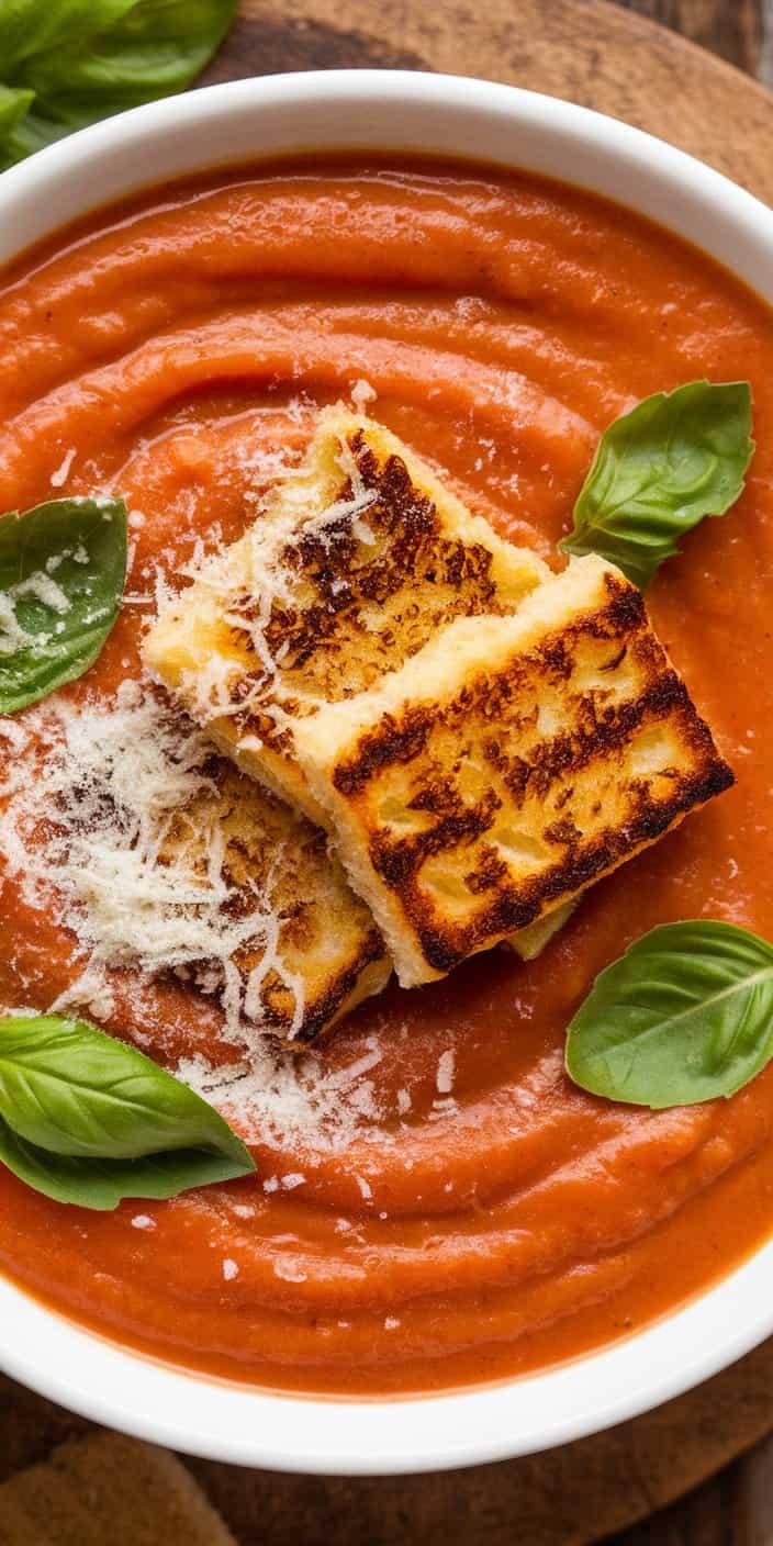 Creamy Tomato Basil Soup with Grilled Cheese Croutons [2026]
